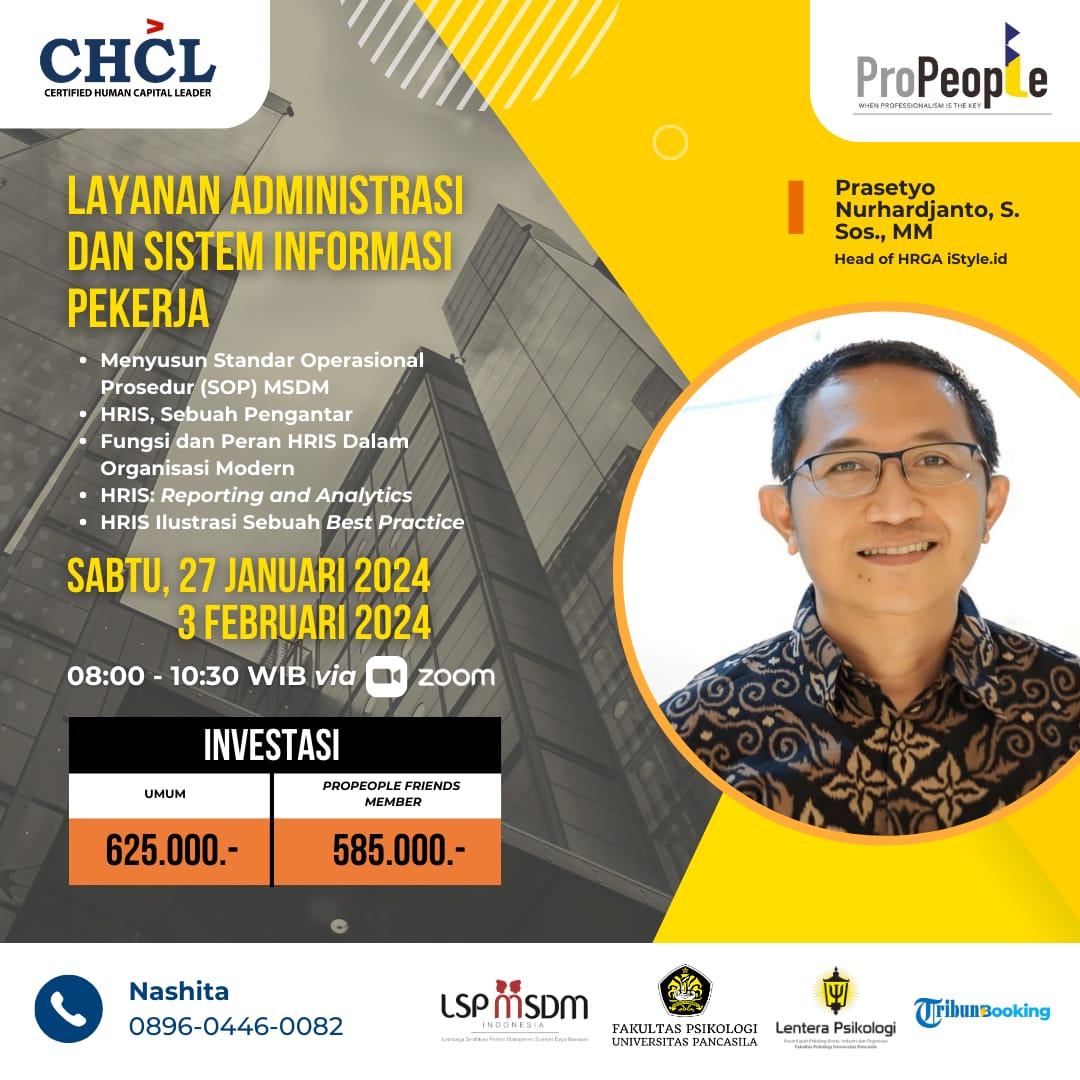 PROGRAM PELATIHAN HUMAN CAPITAL MANAGEMENT Layanan Administrasi dan Sistem Informasi Pekerja